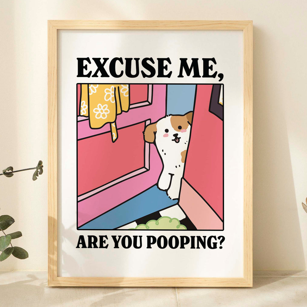 'Are you pooping?' Dog Print Pink – Kinder Planet Company