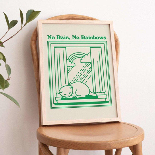 'No Rain No Rainbows' Cat Print – Kinder Planet Company